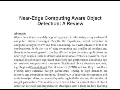 Near Edge Computing Aware Object Detection A Review - YouTube