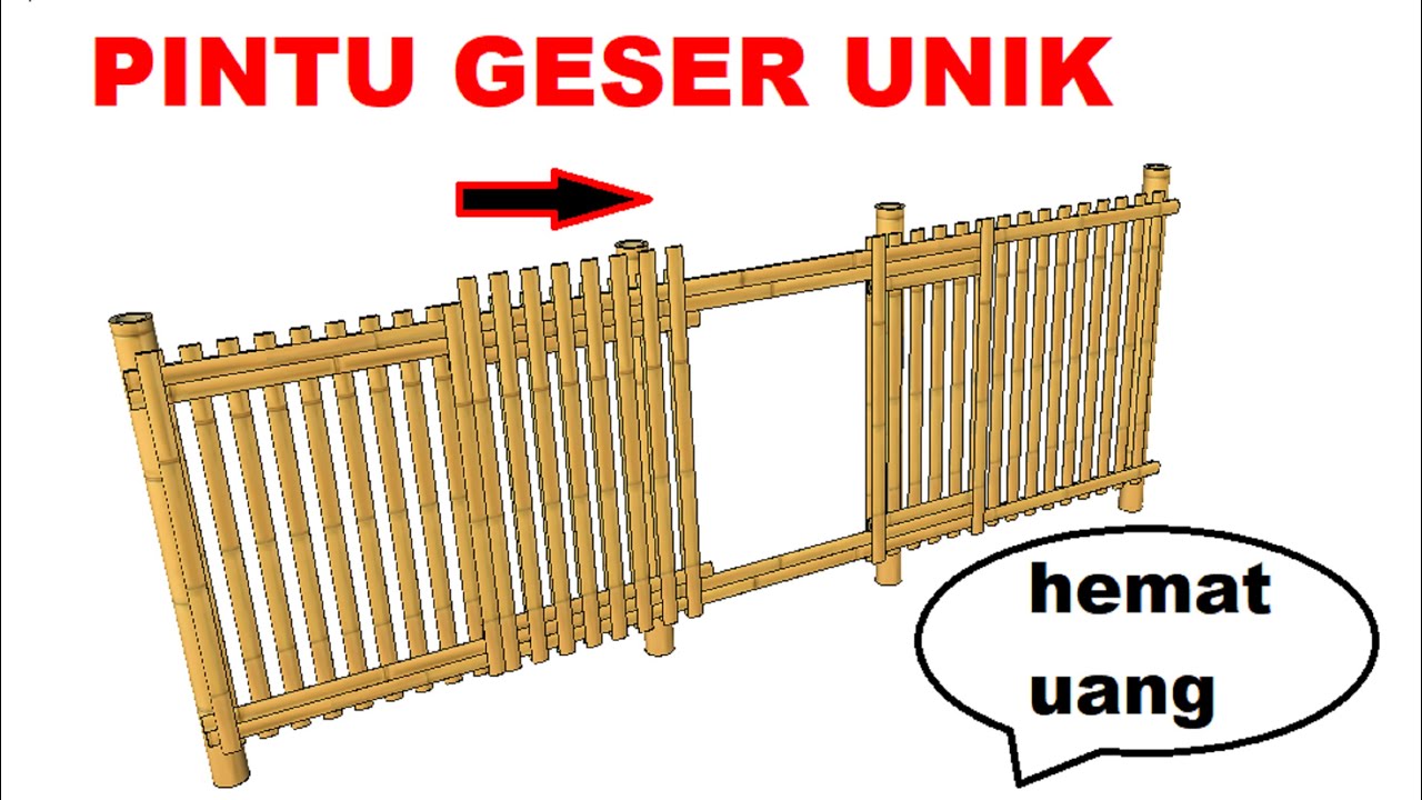 Cara membuat pintu pagar geser dari bambu hemat uang - YouTube