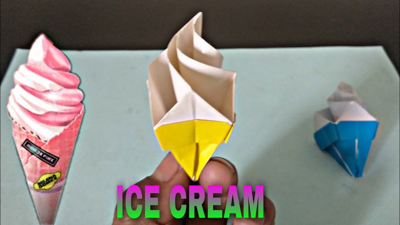 ice craem origami / tutorial membuat ice craem - YouTube