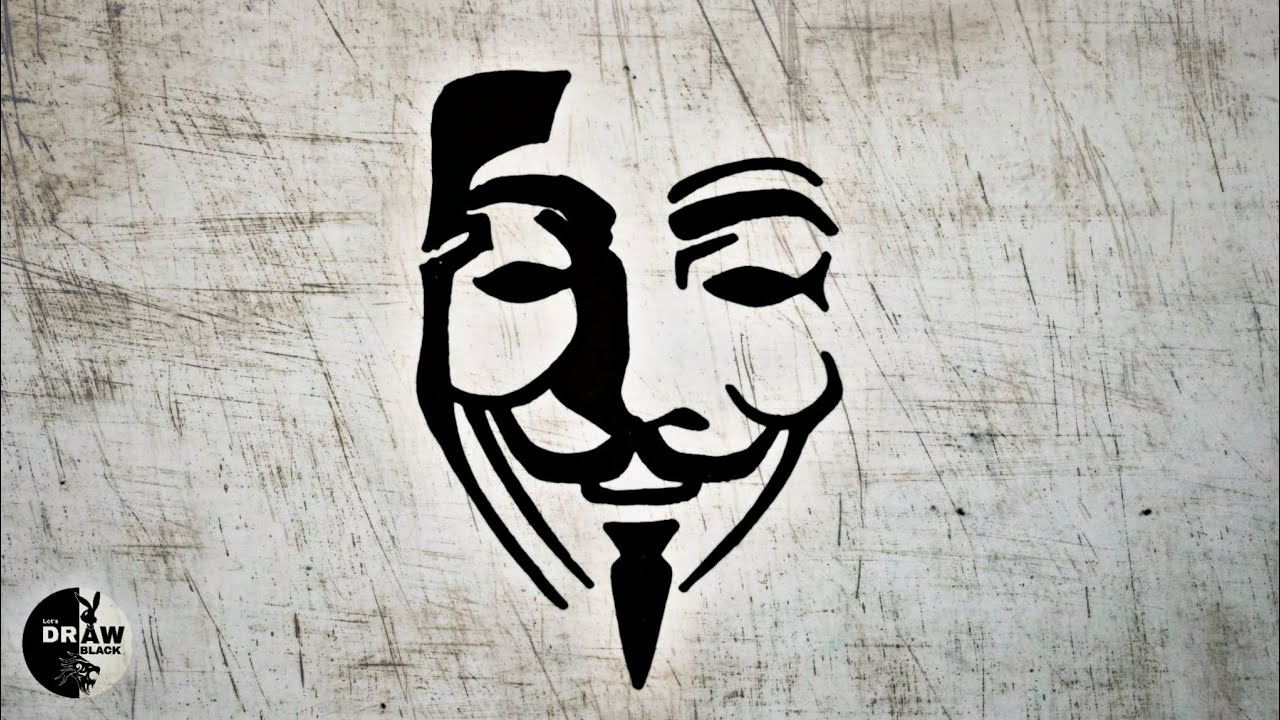 How to Draw Vendetta Mask | Anonymous Face Mask Drawing @LetsDrawBlack ...