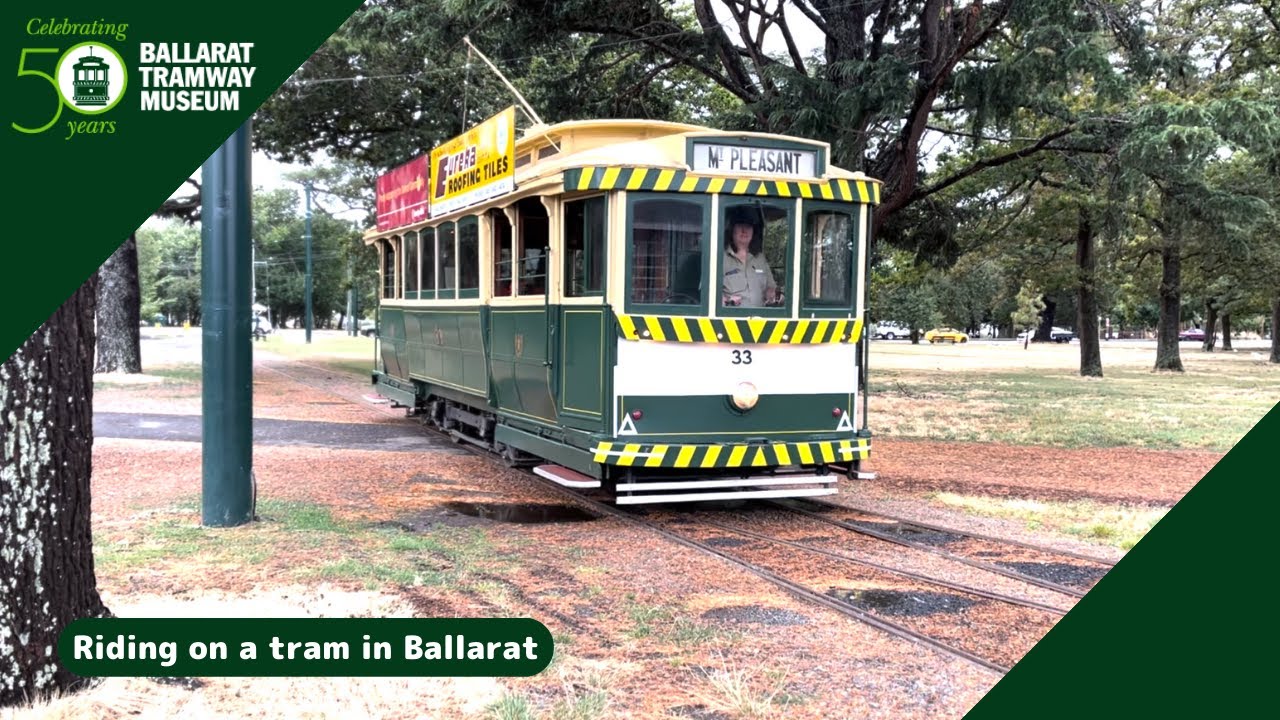 Riding on a tram at the Ballarat tramway museum - YouTube