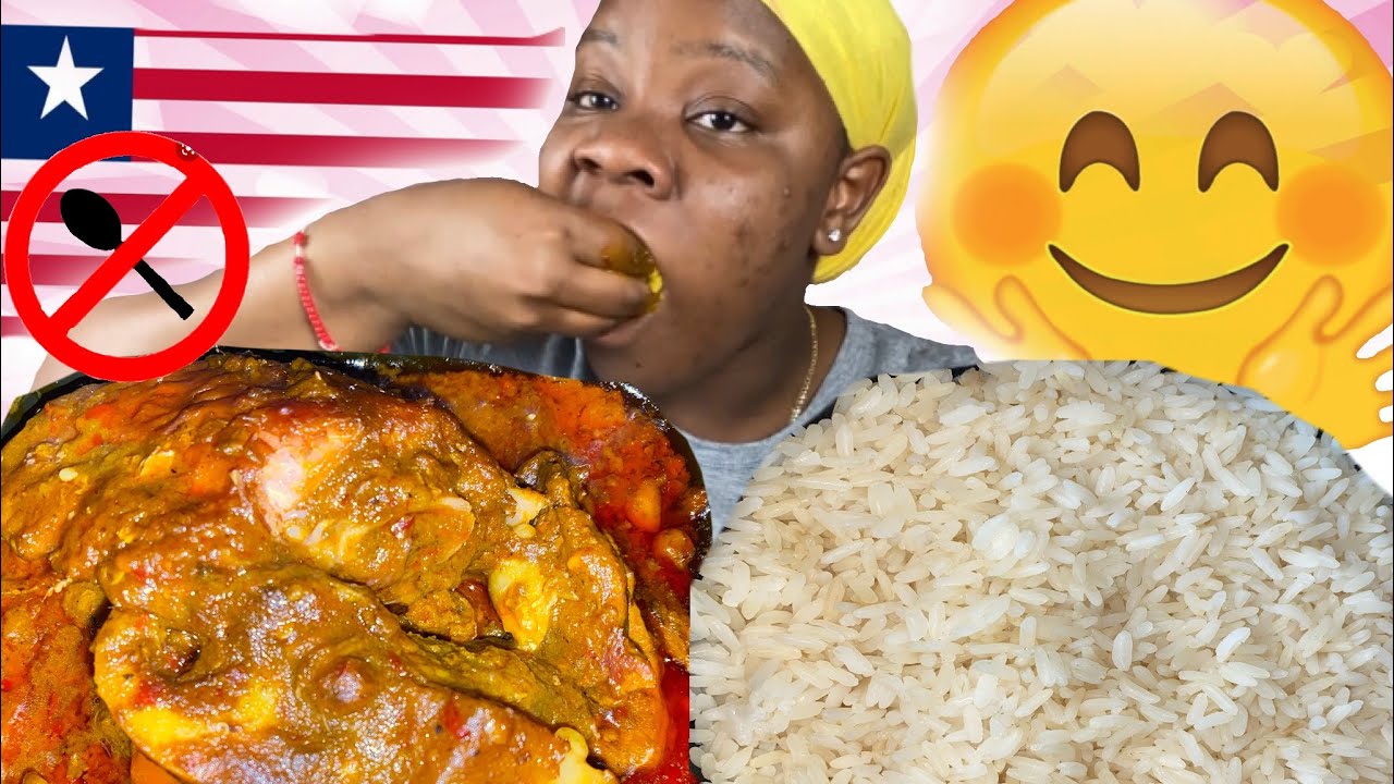 Liberian Palm butter and rice mukbang | how to prepare palm butter ...