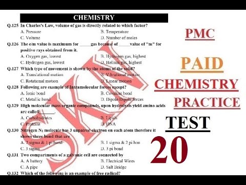 PMC Paid SKN MDCAT Chemistry Practice Test 20 (2021) PMC CHEMISTRY TEST ...