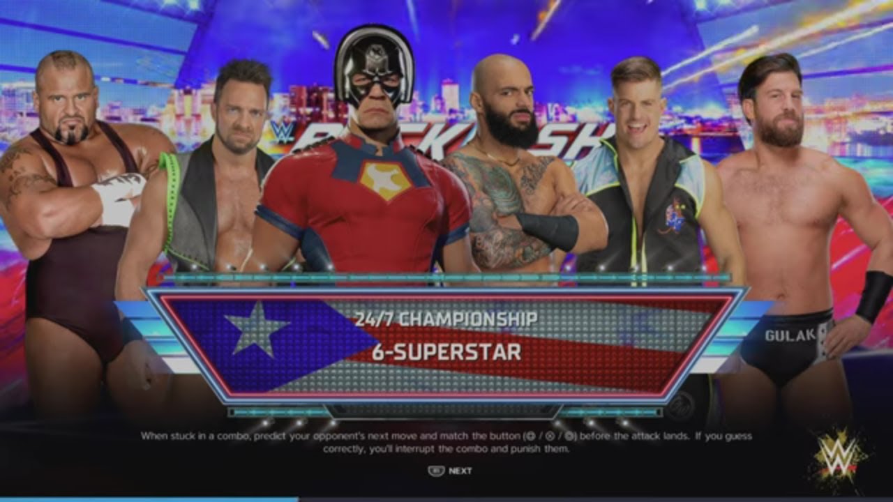 WWE 2K24 Peacemaker VS Taz, Knight, Ricochet, Gulak, Grayson Elm ...
