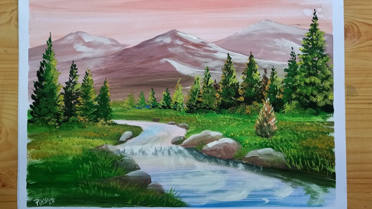 Painting landscape with Poster colour - YouTube