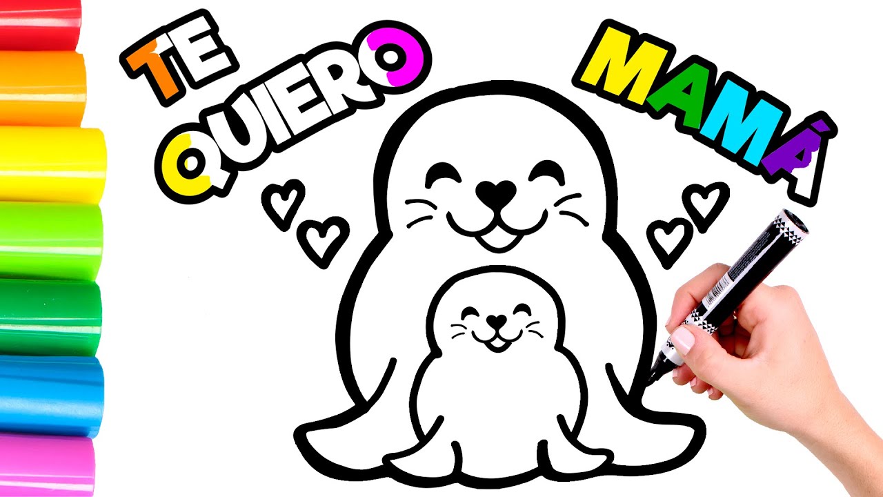 Dibuja y Colorea una mamá FOCA con su cría 💖🌊 Dibujos para niños - YouTube