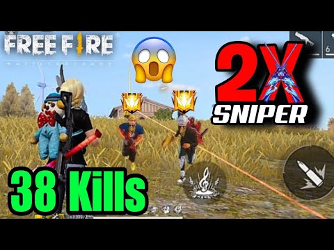 Free fire double sniper challenge !! 38 kills 🔥 !! Headshot gameplay 😱 only sniper - garena ...