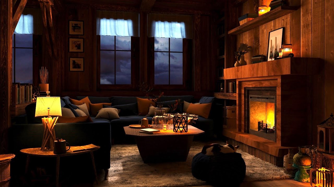Relaxing Rain At Night Gentle Rain Sounds And Fireplace Sounds To Sleep