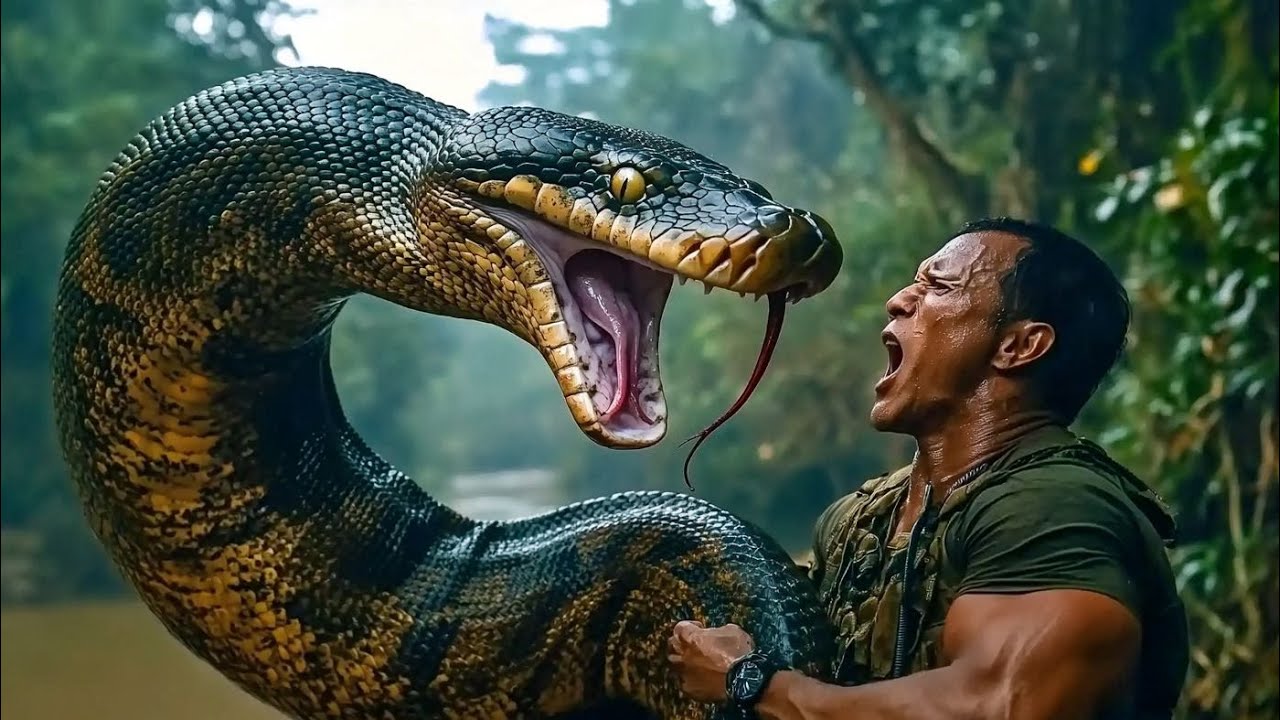 【2025 Newest Movie】Giant python choke attack, man on the brink of death ...