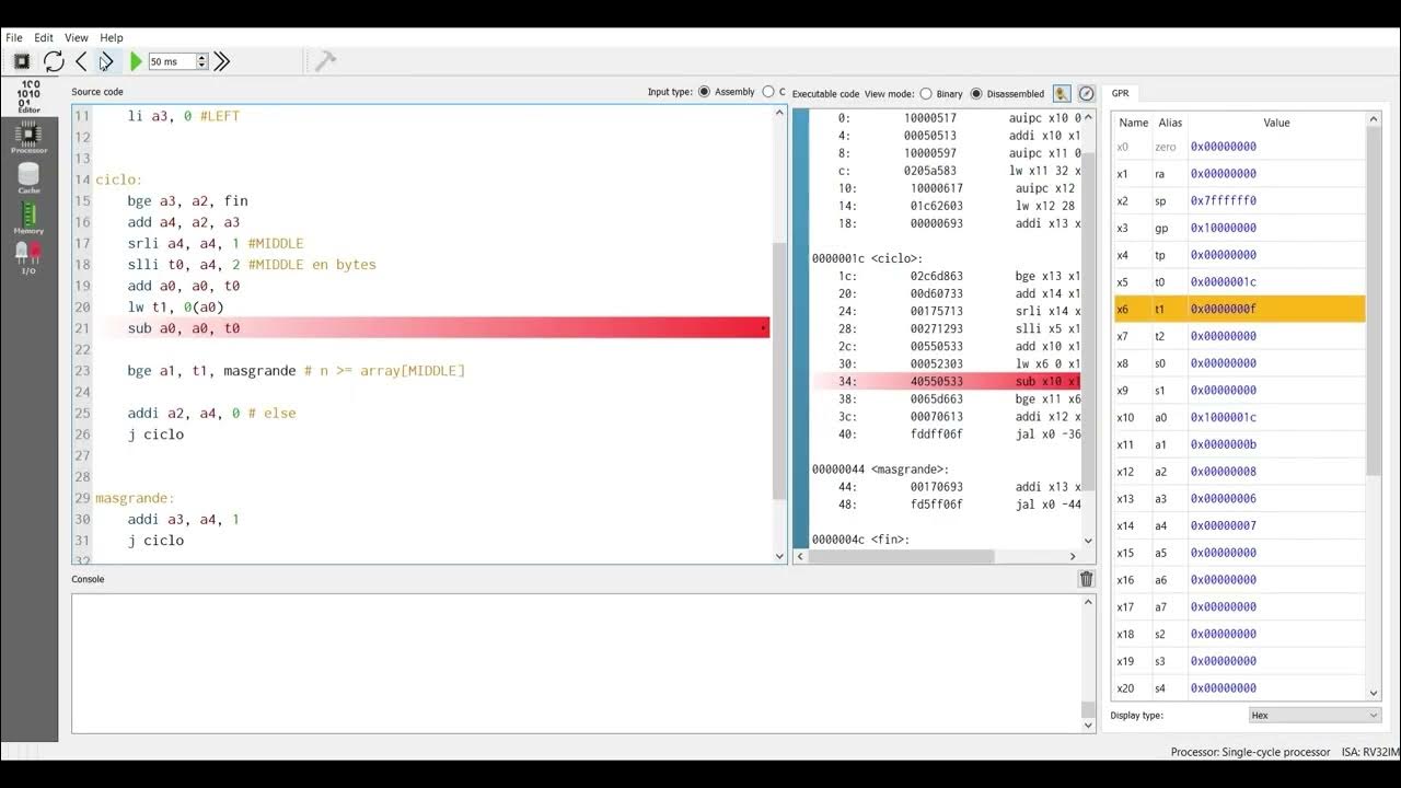 Búsqueda binaria en assembler RISC V timelapse - YouTube