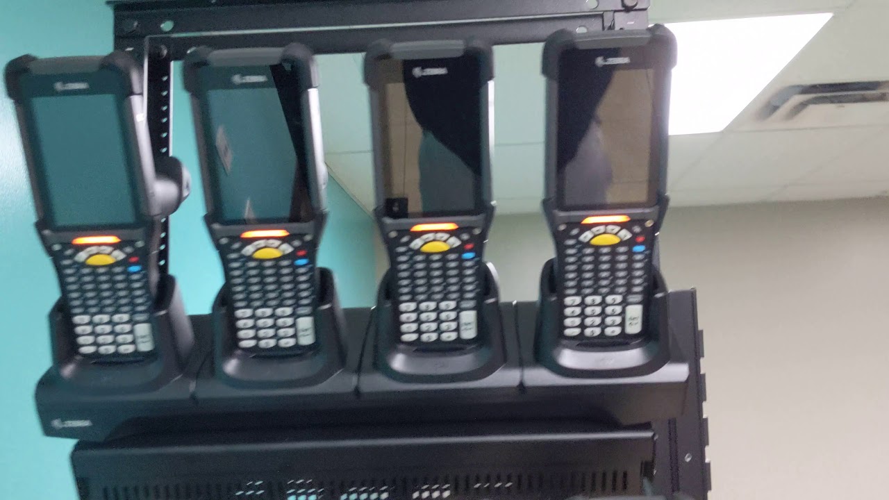 Zebra MC9300 Rack with 4 Slot Chargers - YouTube