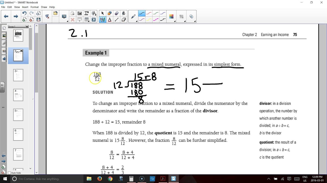 Ch 2.1, Example 1, Pg 76, Mathworks 10 Workbook, Math 10 A&W, Rick ...