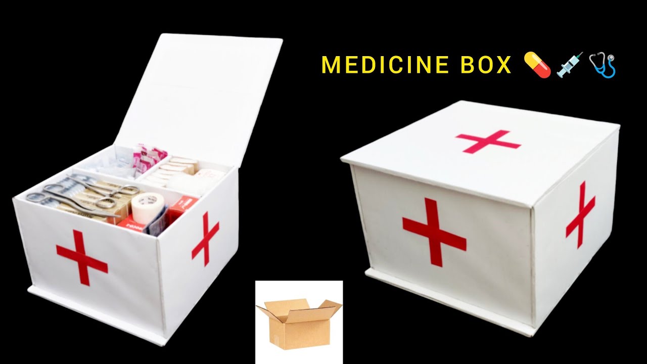 How to make cardboard medicine box|| DIY firstaid box #carboardcraft # ...