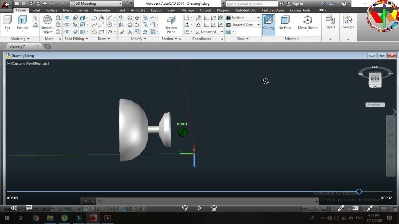 how to model ice cream cup in autocad 2014 - YouTube