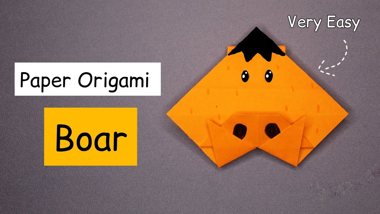 HOW TO MAKE A PAPER ORIGAMI BOAR | VERY EASY PAPER BOAR HEAD - YouTube