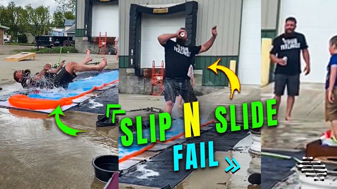 Guy Fell Having Fun on a Slip N Slide - YouTube