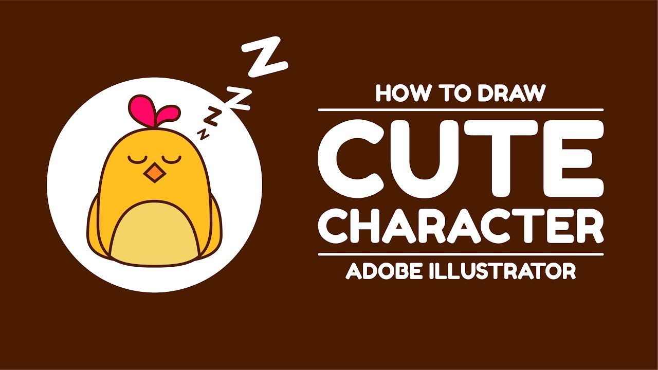 How to draw a cute character on adobe illustrator - YouTube