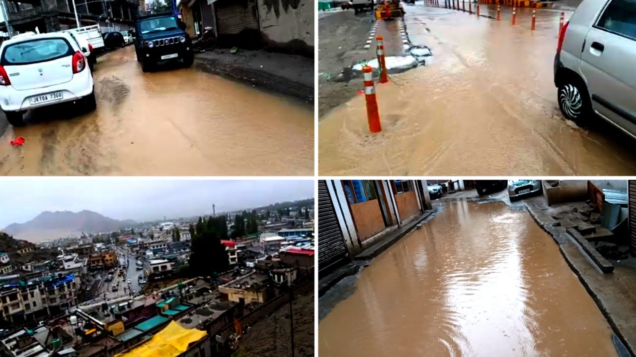 HEAVY RAINFALL AT LEH LADAKH TODAY UPDATE BY FAYOUL HINDUSTANI 🇮🇳 TEAM ...