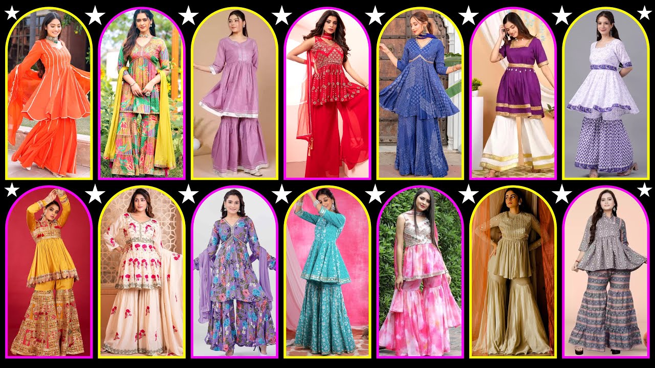 Short Frock Sharara Collection 2024 | Sharara Frock Design For Girls ...