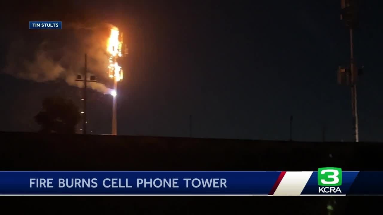 Video: Cellphone tower catches fire in Sacramento - YouTube