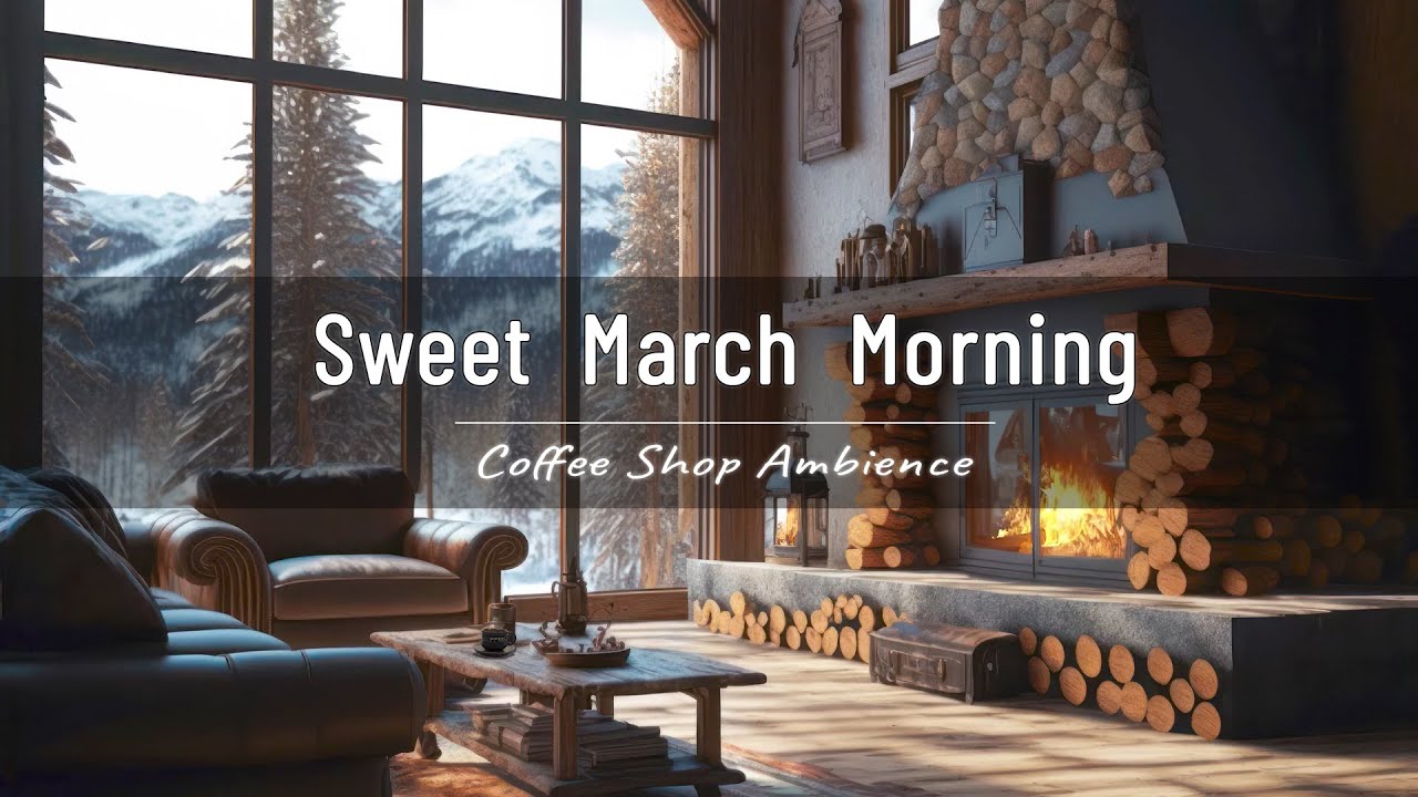 Sweet March Spring Morning at Outdoor Coffee Shop Ambience ☕Relaxing ...