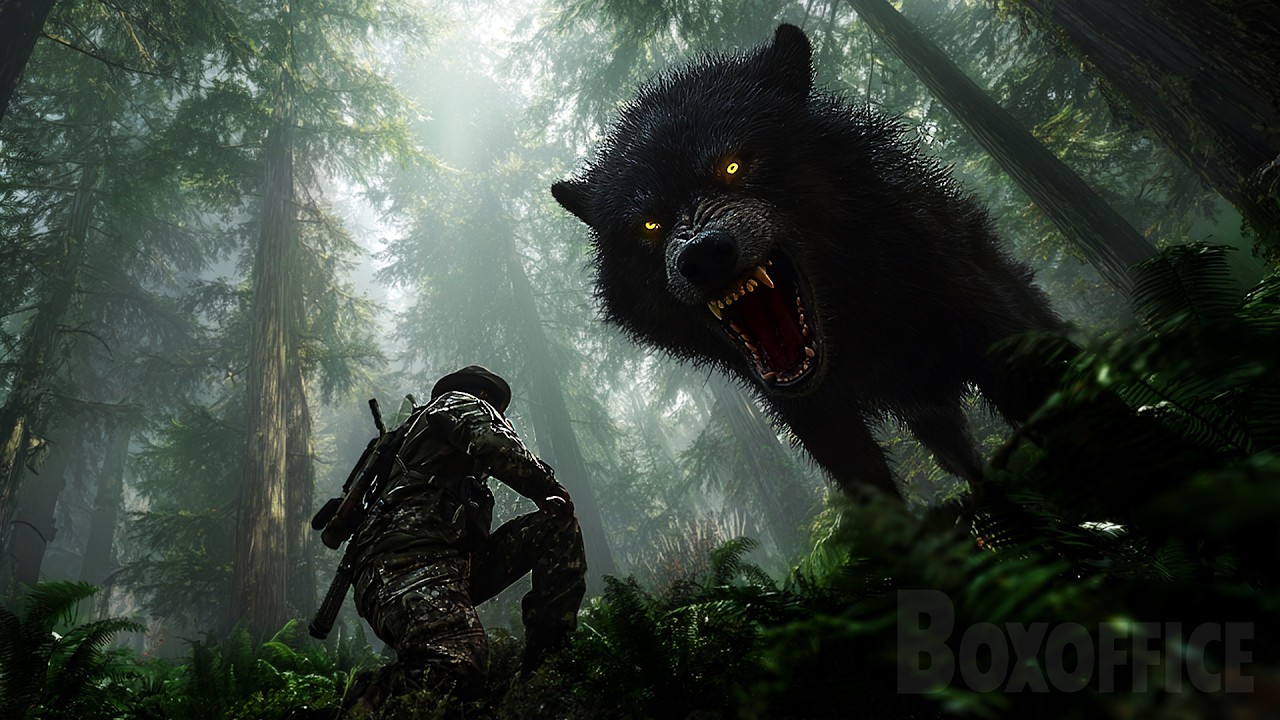 Illegally hunting wolves in a native american forest, the hunter ...