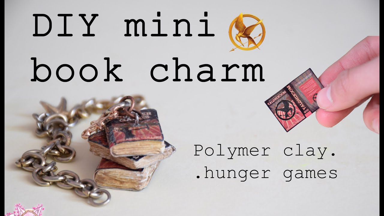 DIY polymer clay vintage book charm tutorial- Hunger games trilogy ...