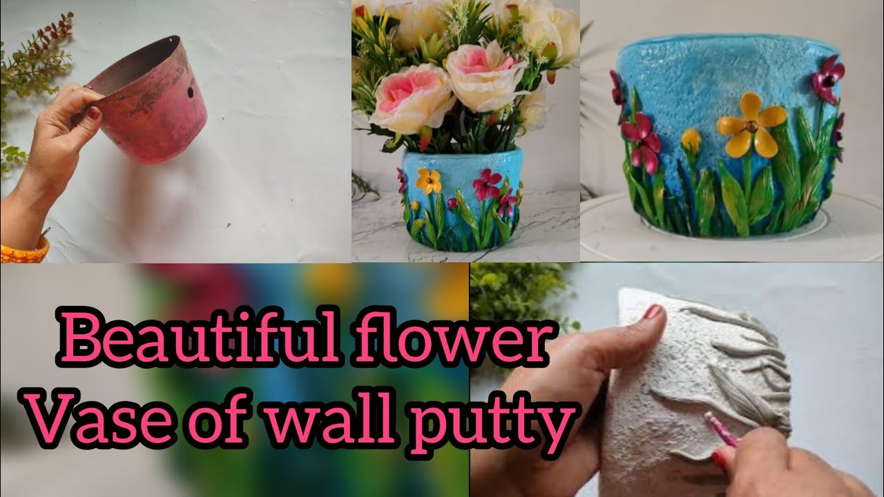 beautiful flower vase of wall putty|easy to make at home|wall putty ...
