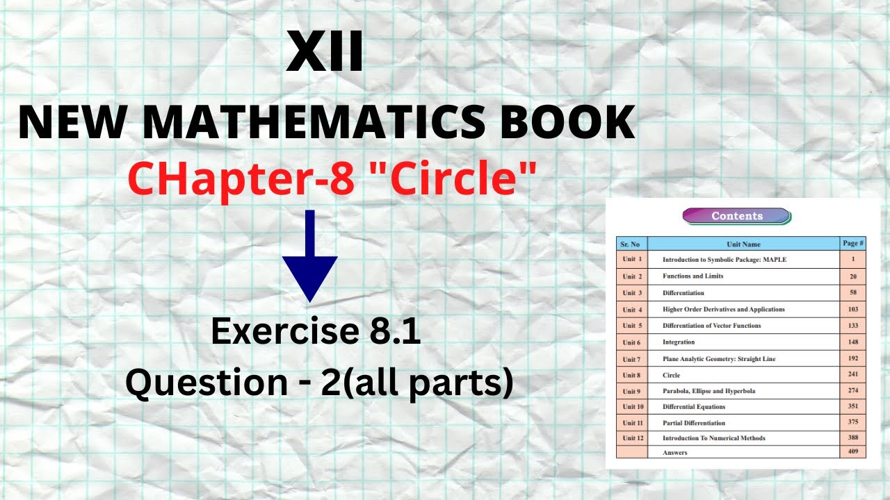 Class 12 Unit-8 Exercise 8.1 Q1 (all parts) | Circle | New Book Sindh Textbook Board | - YouTube