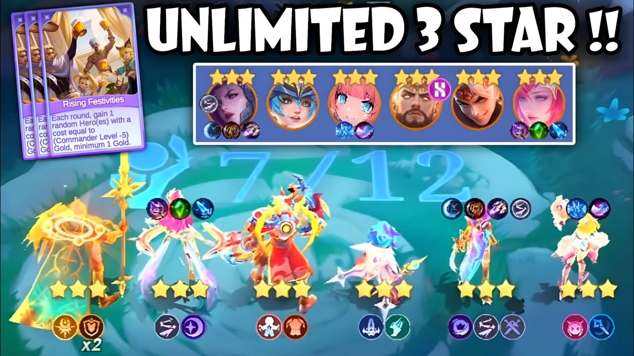 SIX 3 STAR LEGENDARY HEROES HACK RISING FESTIVITIES !! MAGIC CHESS GO ...