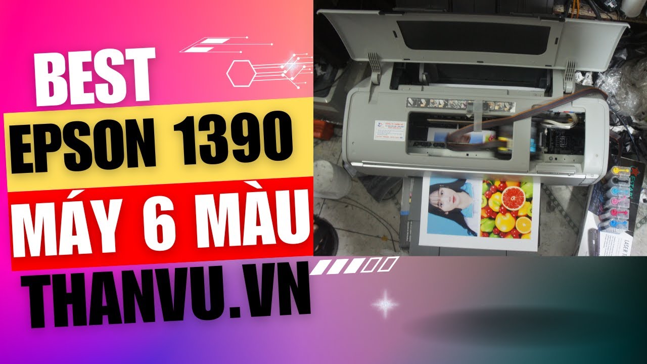Máy in phun màu cũ A3 Epson 1390 dùng 6 màu mực đẹp trên 80% hàng bền có hỗ trợ kỹ thuật và bảo ...