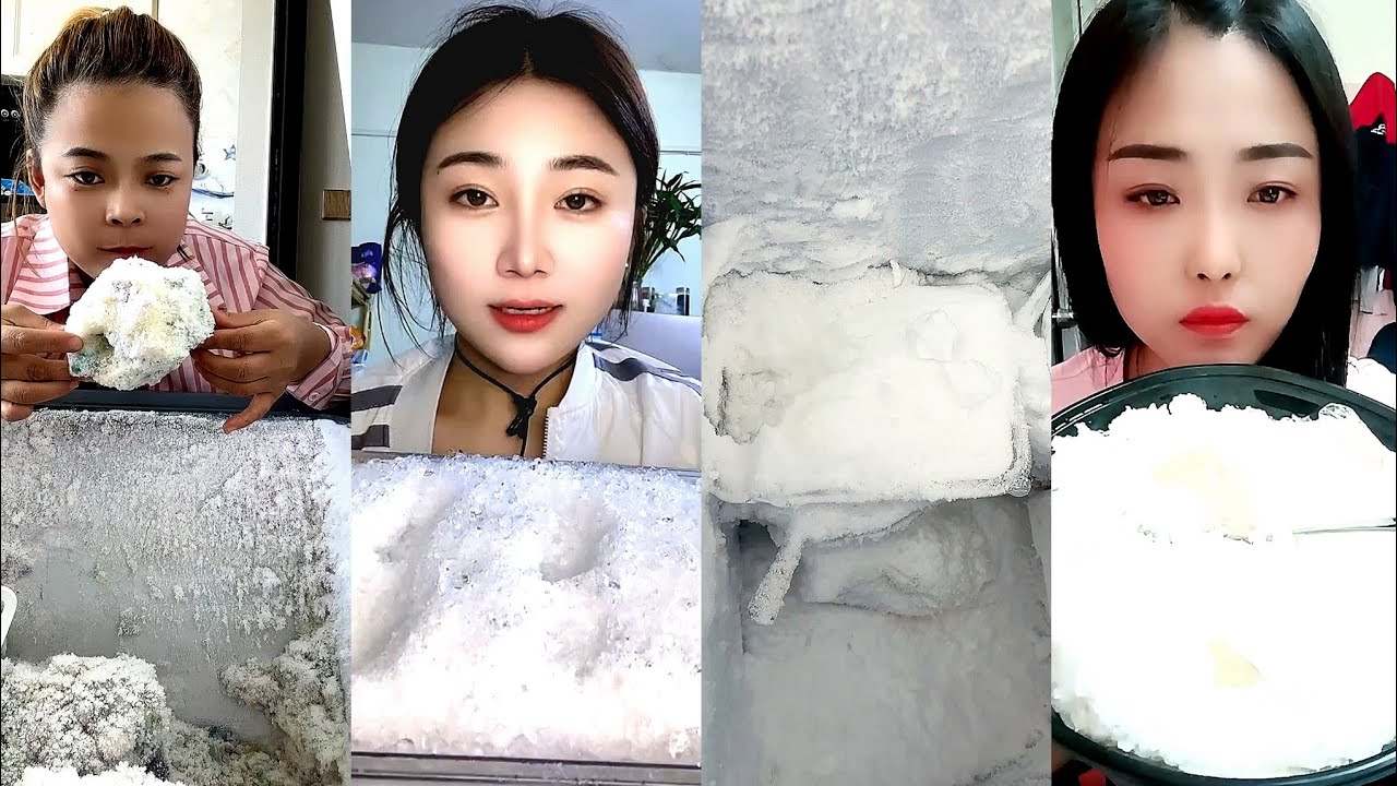 ASMR WHITE ICE EATING / FREEZER FROST EATING - YouTube