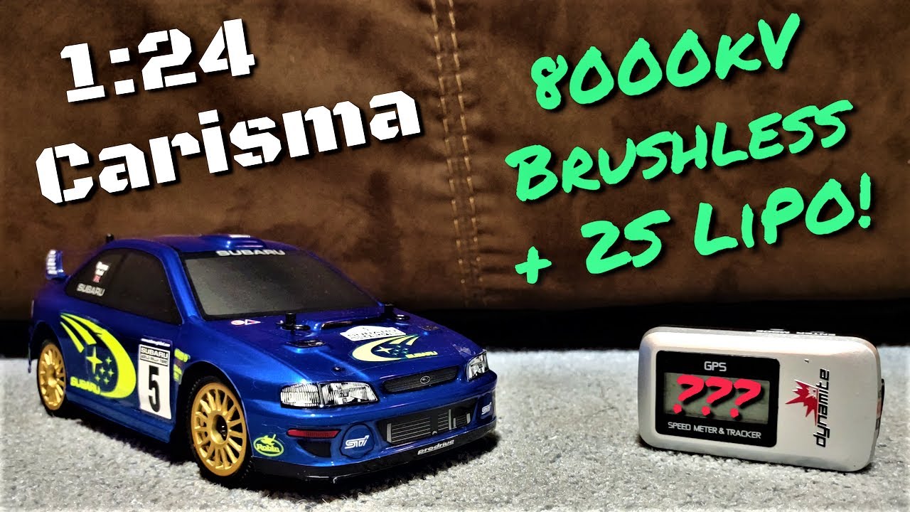 Carisma 1:24 Impreza Rally || 8000kV *Brushless* + 2s lipo || Top speed ...
