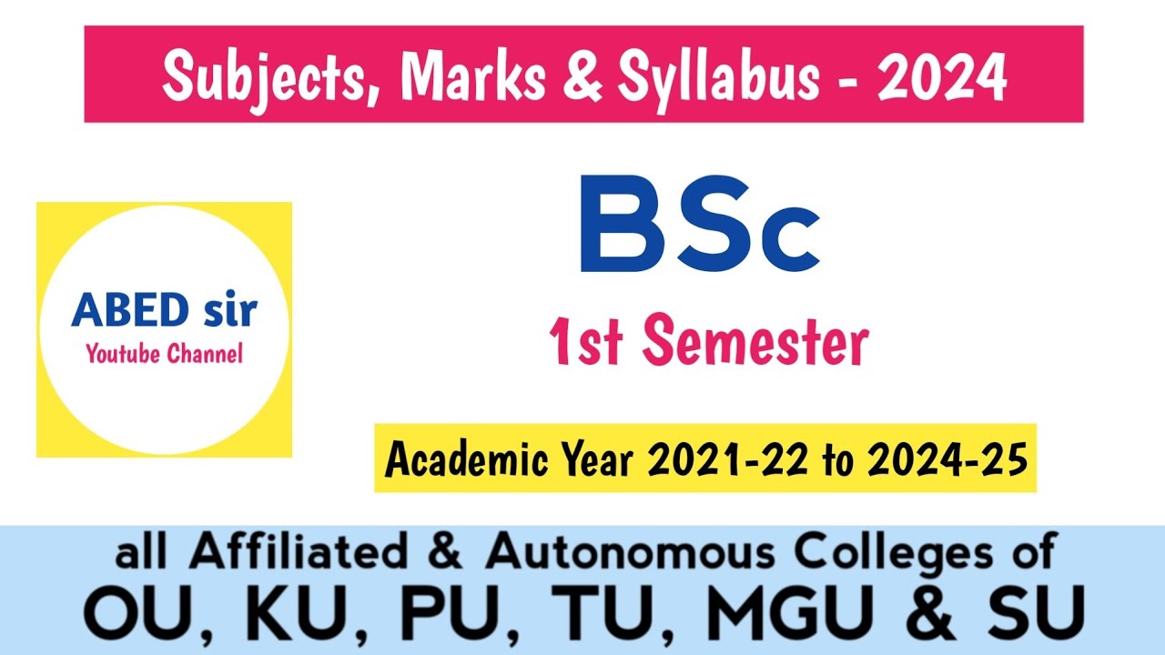 BSc Syllabus 2024 1st Year I Semester Subjects Course Details UG Degree ...