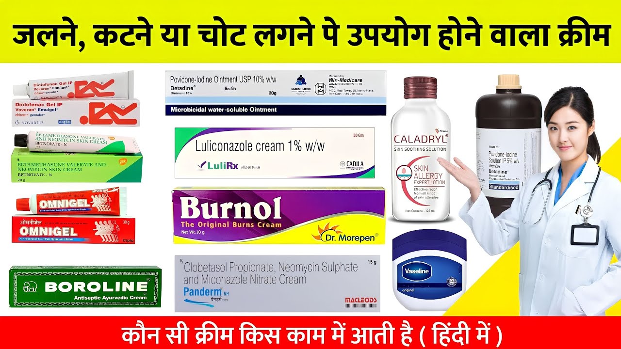 Ointments (Creams) For Cut & Wound,Burn,Injury | Betadin,Burnol ...