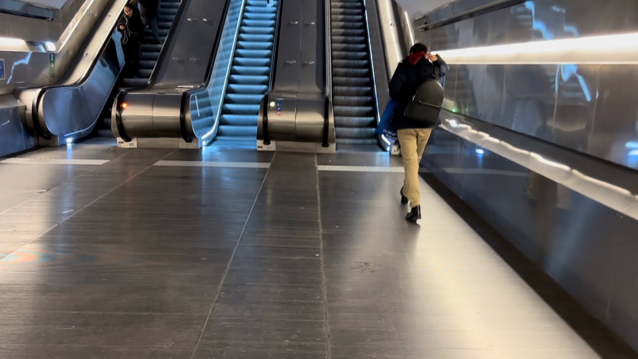 Paris, France. 1x OTIS & 2x SCHINDLER Escalator ride at Galleries ...