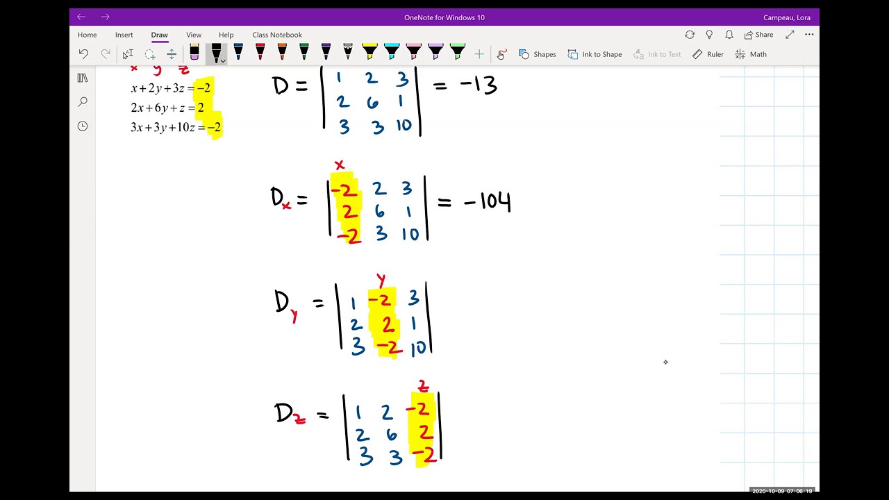 7.4 Using Cramer's Rule to Solve a System of Three Equations - YouTube