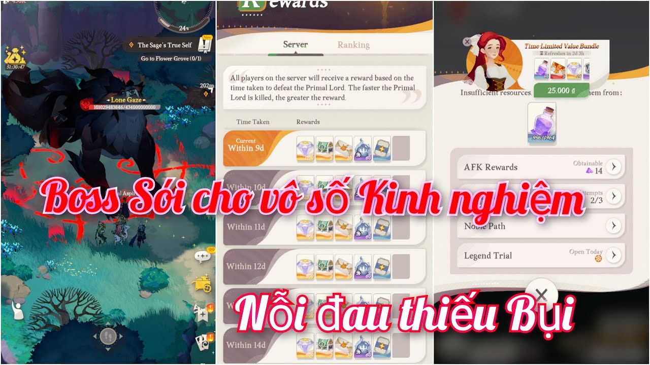 Afk Journey | Boss Sói cho vô số kinh nghiệm, nỗi đau thiếu bụi dân F2P ...