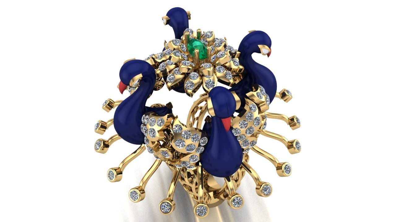 matrix 9 RENDER VIDEO LATEST DIAMOND JEWELLERY PEACOCK LADIES RING 28 ...