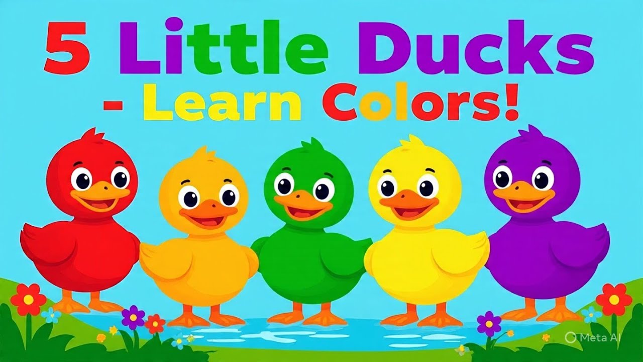 🎨 5 Little Ducks Learn Colors | Fun Counting & Colors Song for Kids ...