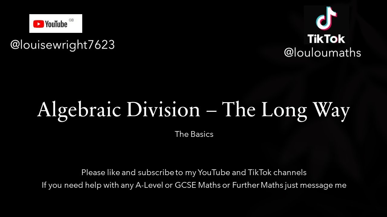 Algebraic Division Part 1 - YouTube