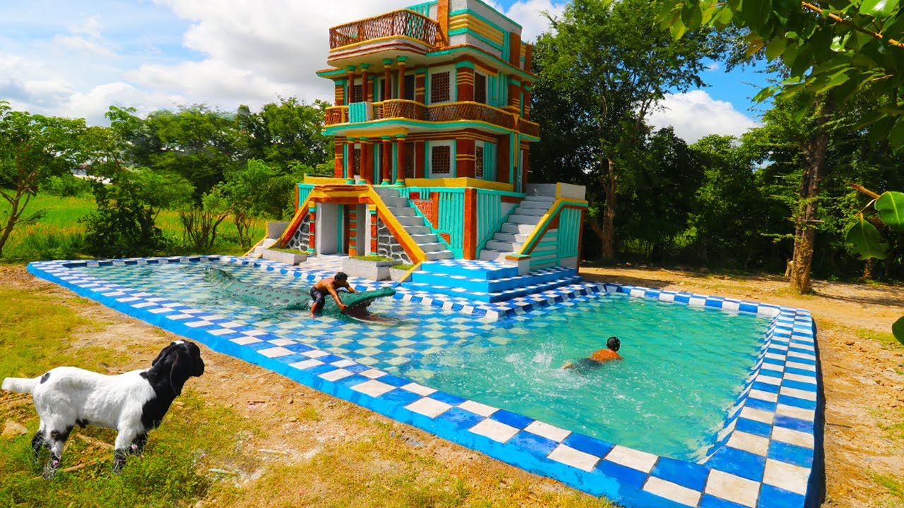 Amazing Design! Building Creative 4-Story Mud Villa House And Design ...