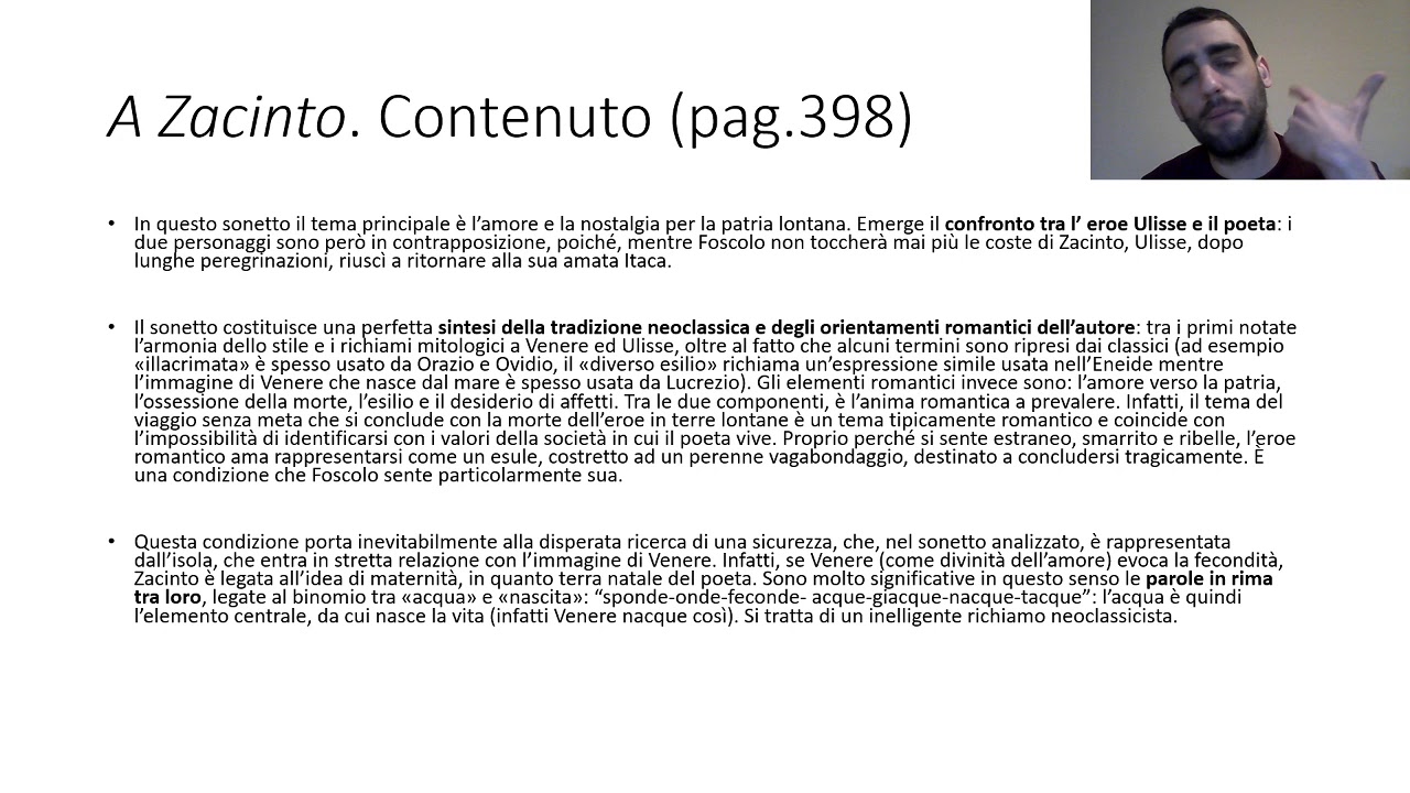 Ugo Foscolo A Zacinto Lettura e analisi - YouTube