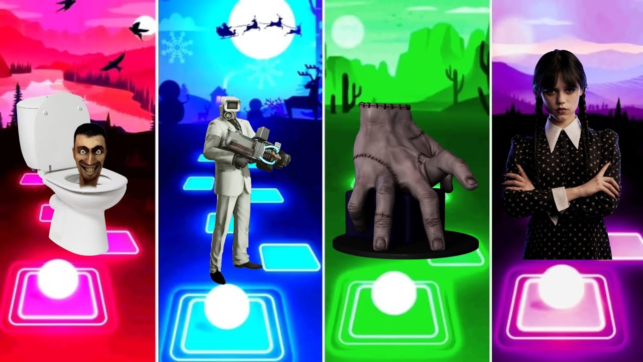 SKIBIDI TOILET 🆚 CAMERA MAN 🆚 THING ADDAMS 🆚 WEDNESDAY TILES HOP GAMING ...