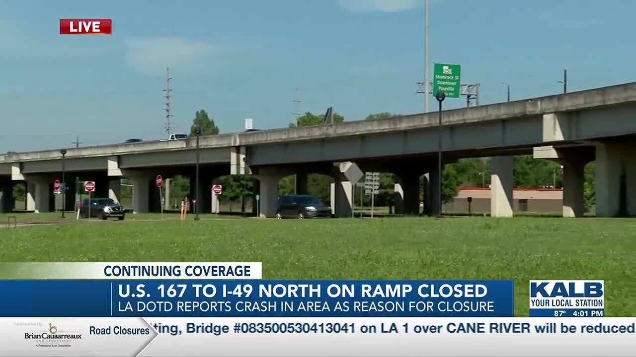 US 167 to I-49 north on-ramp off Purple Heart Bridge reopened - YouTube