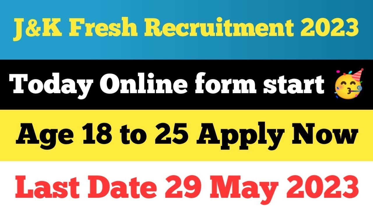J&K Fresh Recruitment 2023 ll Today online form start ll Apply Now 👍 ...