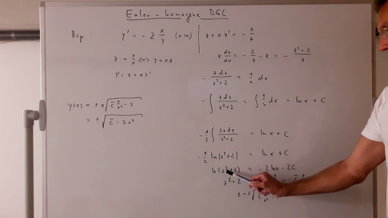 Differentialgleichungen 16- Euler-homogene DGL- Beispiel - YouTube