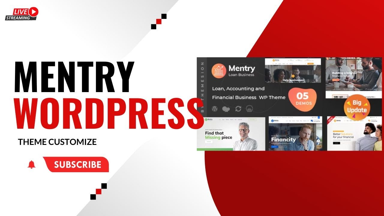 Mentry Loan and Financial WordPress Theme customize - YouTube