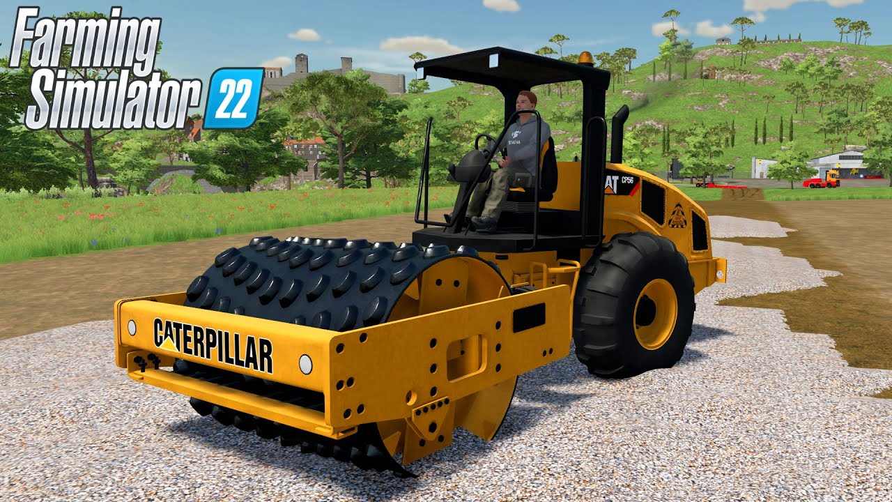 Farming Simulator 22 - CAT CP 56 Roller Compactor Working In Rode - YouTube