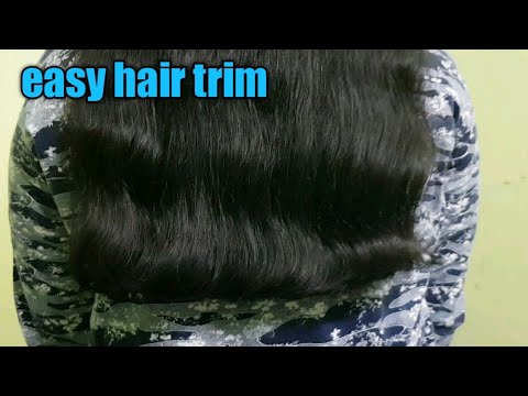 Easy hair trim/How to trim the hair/straight hair cut/hair growth tips ...